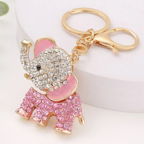Bags | New Rhinestone Baby Elephant Bag Charm Pink | Poshmark
